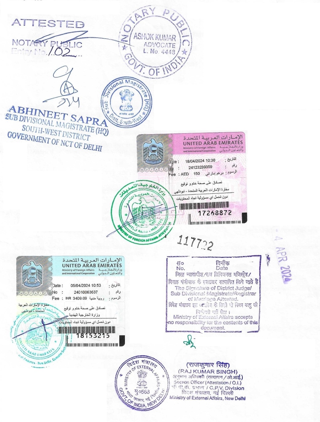 Attested Certificates, Sample Attested Certificates, Documents etc ...