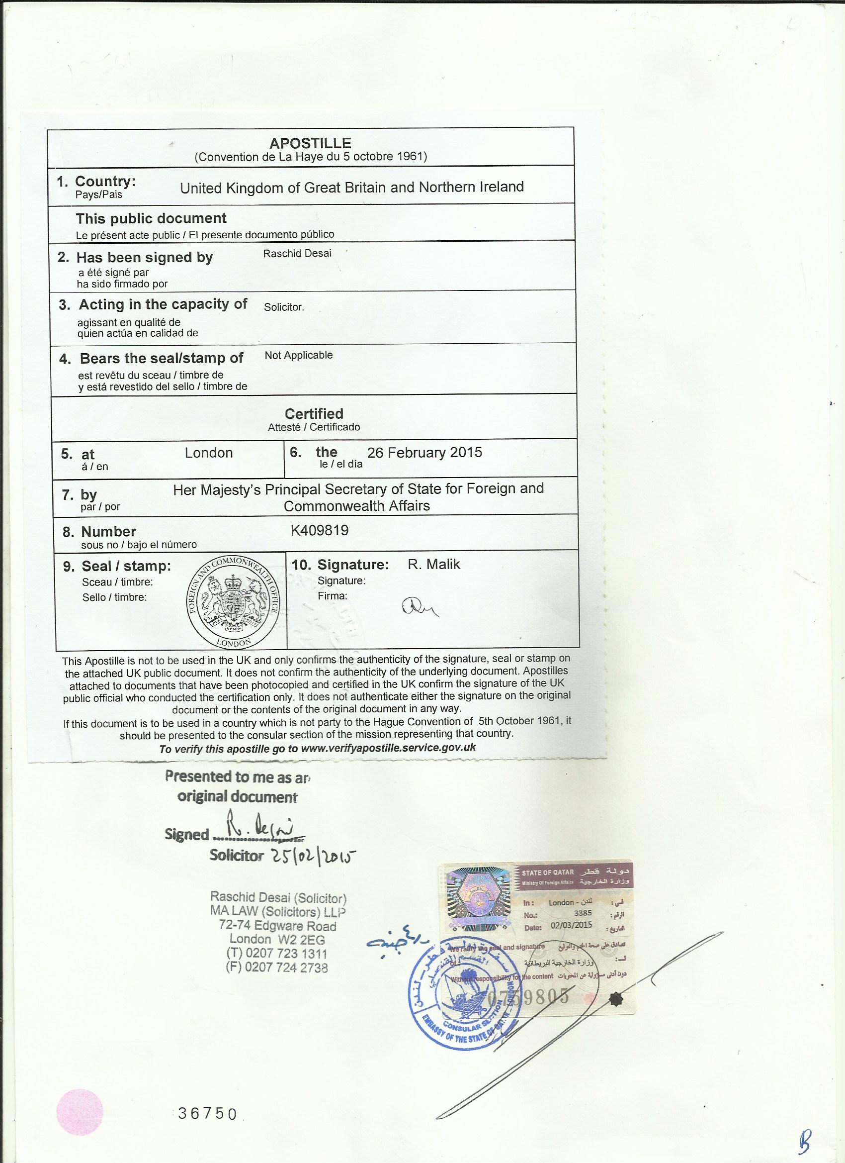 Attested Certificates, Sample Attested Certificates, Documents etc ...